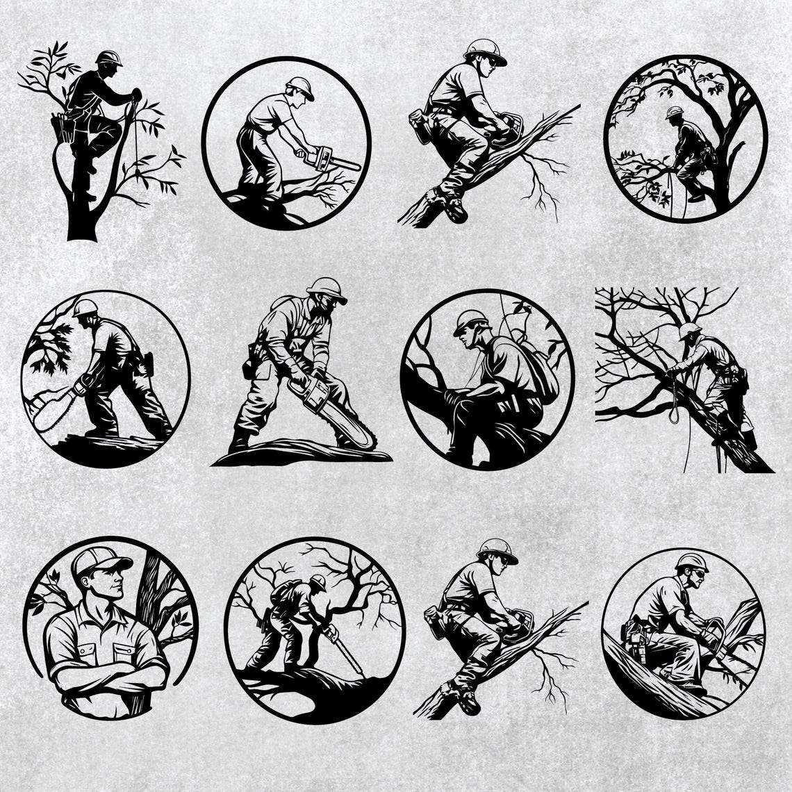Arborist Svg Bundle, Arborist Silhouette Set, Arborist Clipart ...