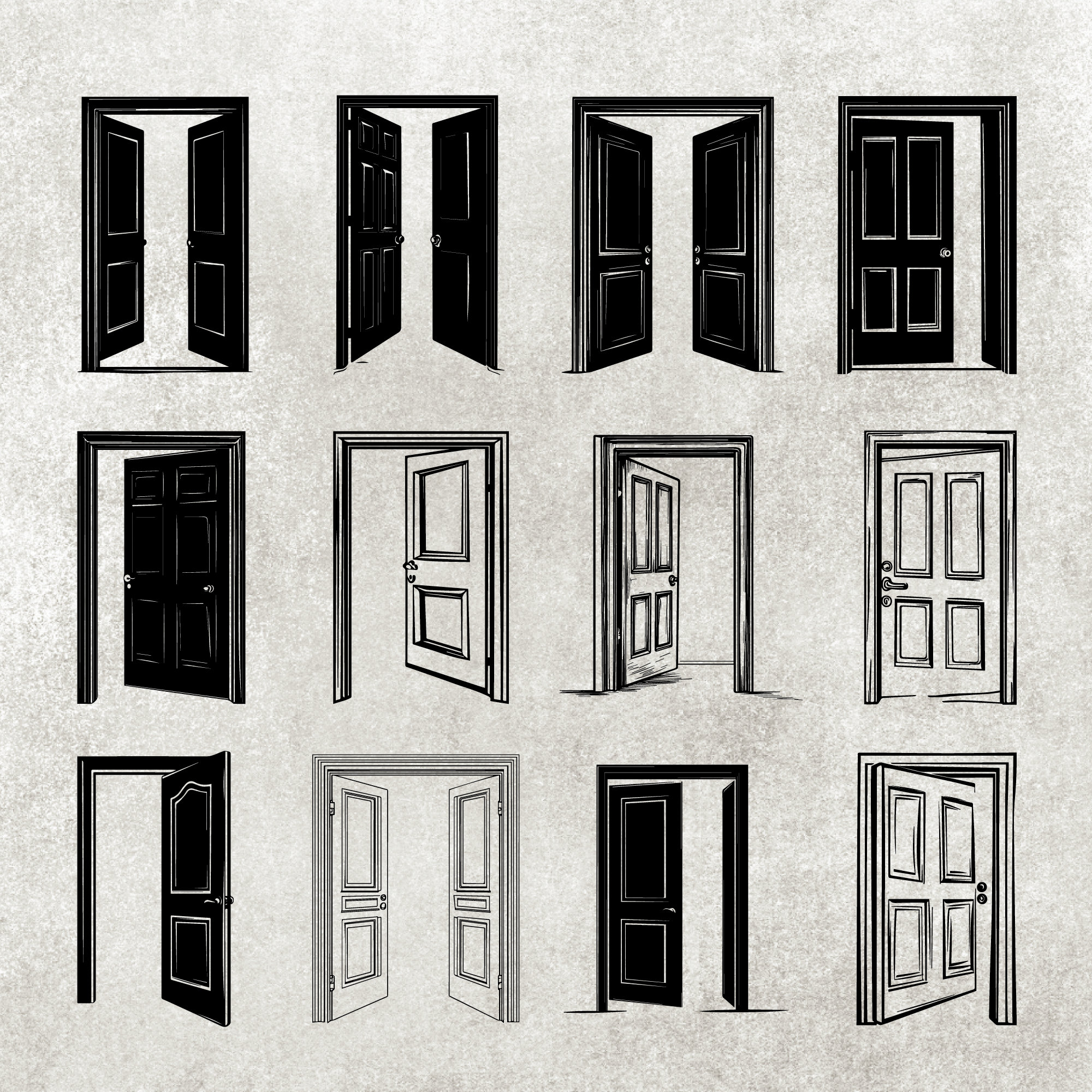 Open Door Silhouette Bundle Svg, Open Door Svg Vector Set, Open Door ...