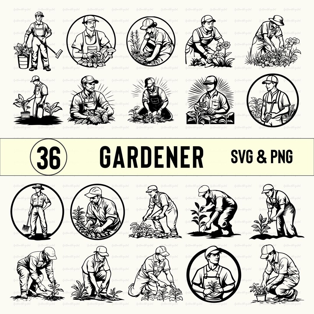 Gardener Svg Png, Gardener Clipart, Gardener Silhouette, Gardener ...