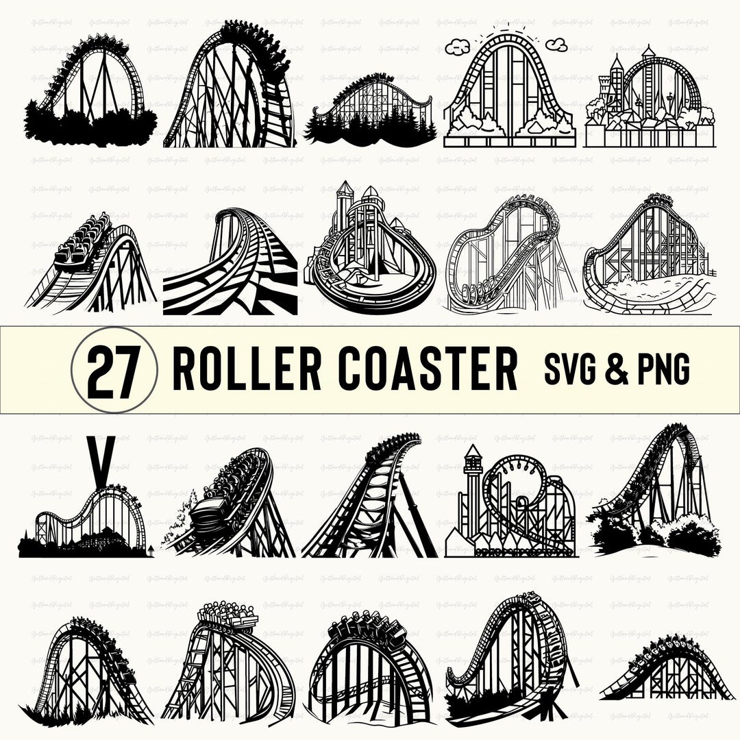 Roller Coaster Silhouette Bundle: SVG, PNG, Cricut Cut Files - Etsy