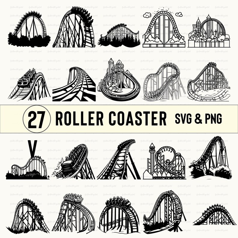 Roller Coaster Silhouette Bundle: SVG, PNG, Cricut Cut Files - Etsy