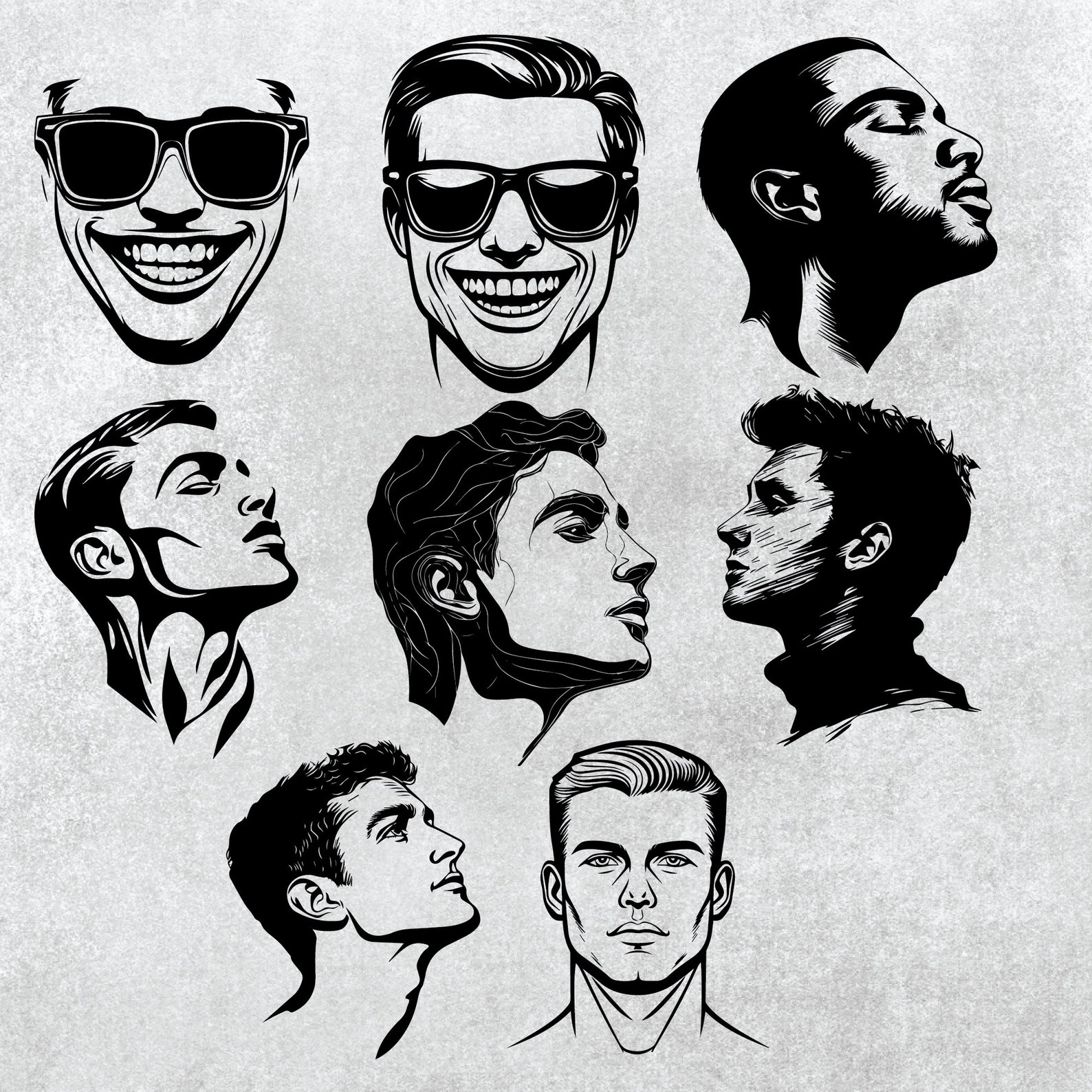 Man Face Svg Bundle, Man Face Silhouette, Man Face Clipart, Man Face ...