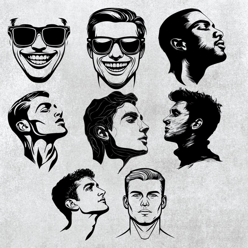Man Face Svg Bundle, Man Face Silhouette, Man Face Clipart, Man Face ...