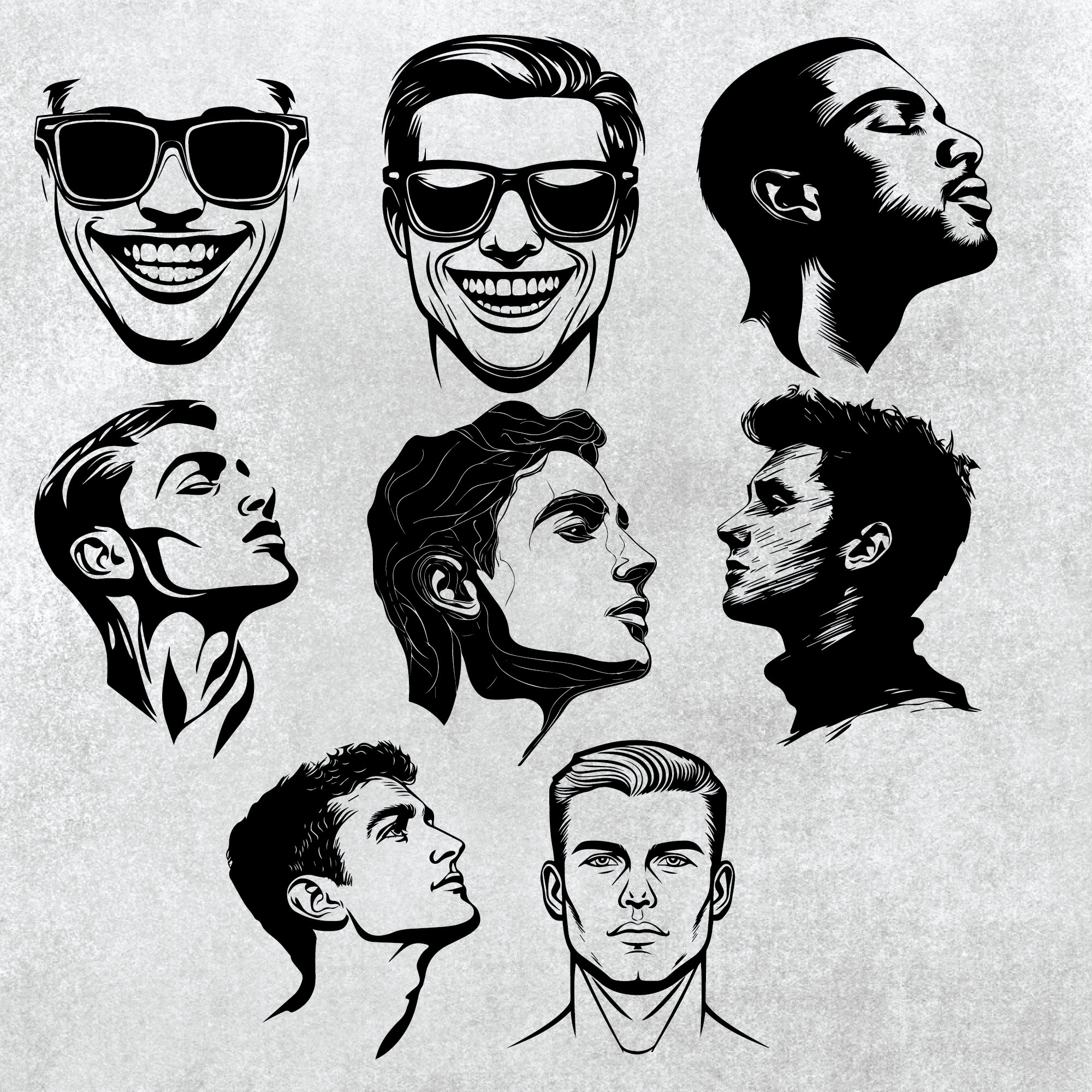 Man Face Svg Bundle, Man Face Silhouette, Man Face Clipart, Man Face ...