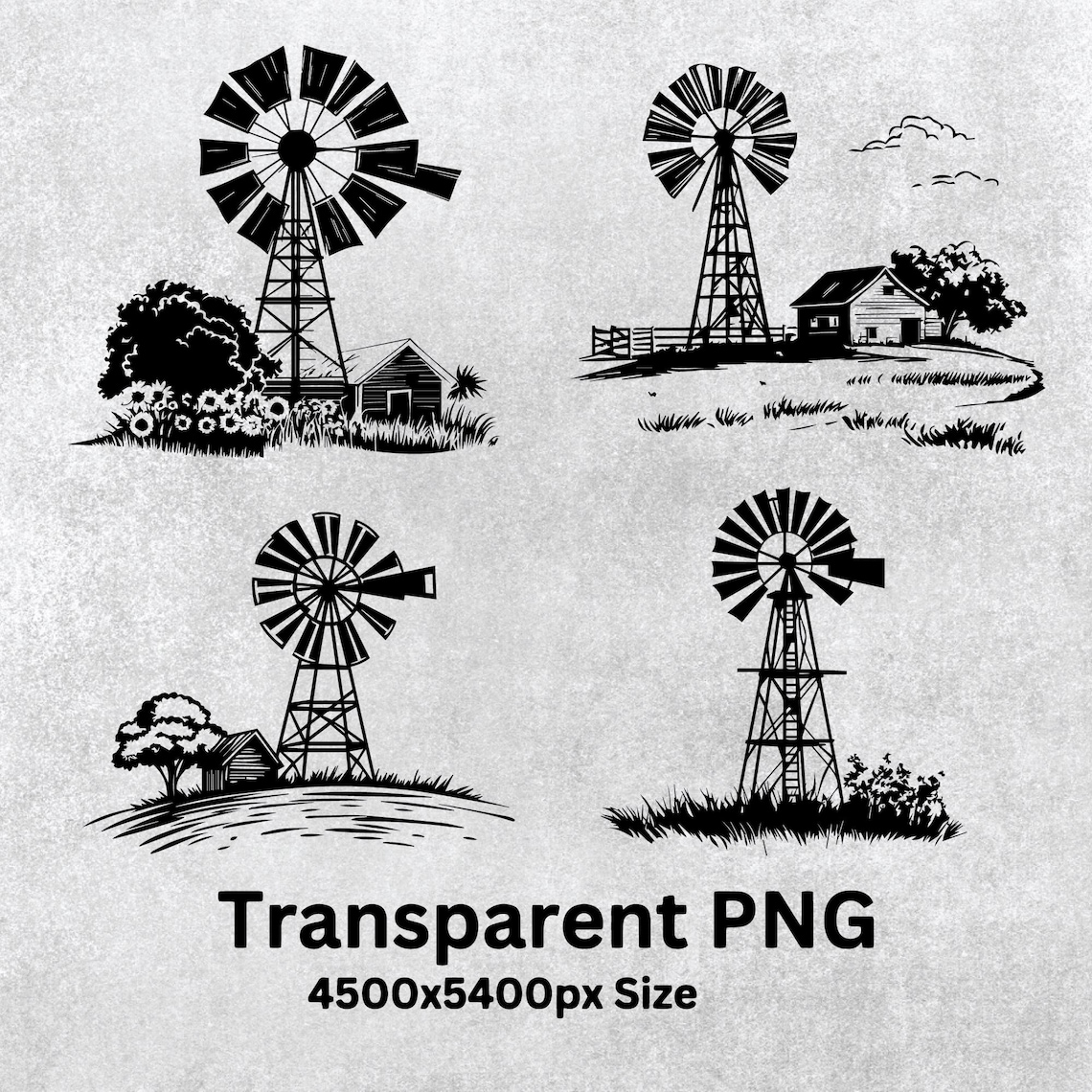 Farm Windmill Svg Bundle, Farm Windmill Silhouette Png, Farm Windmill ...