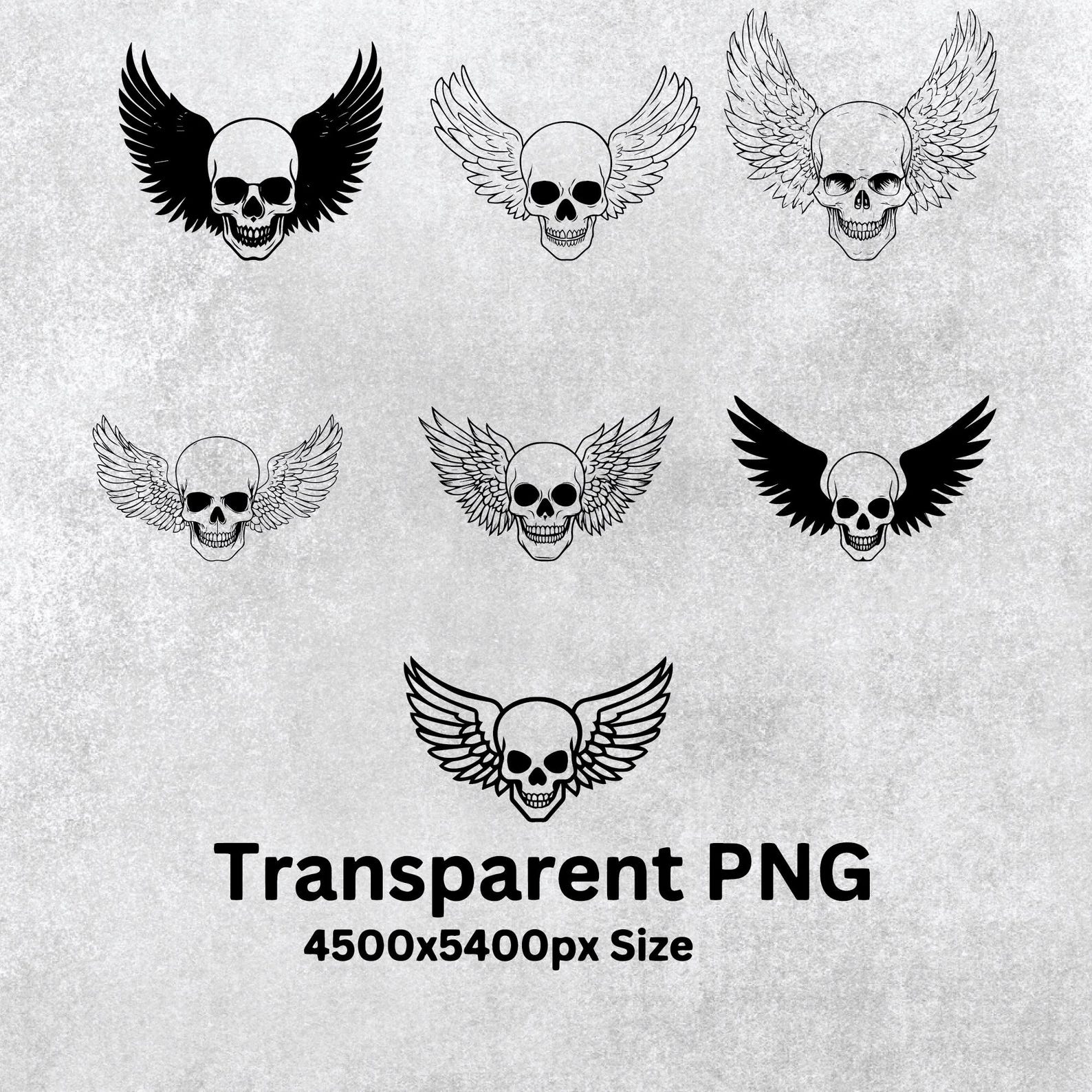 Skull With Wings Svg Bundle, Skull With Wings Vector Set, Skull With ...