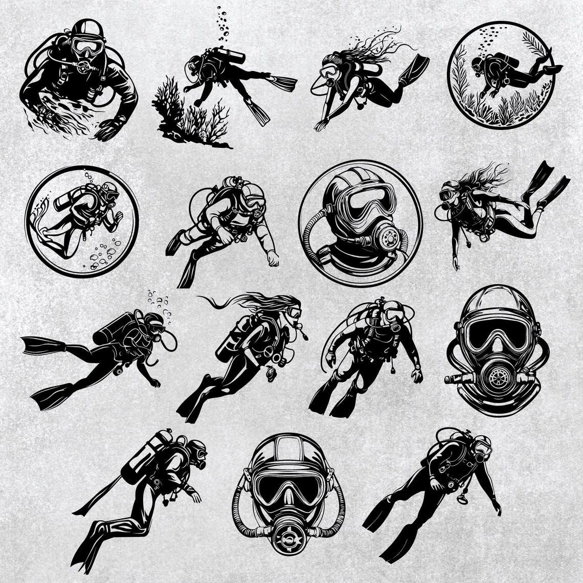 Scuba Diving Svg Bundle, Scuba Diving Silhouette Png Set, Scuba Diving ...