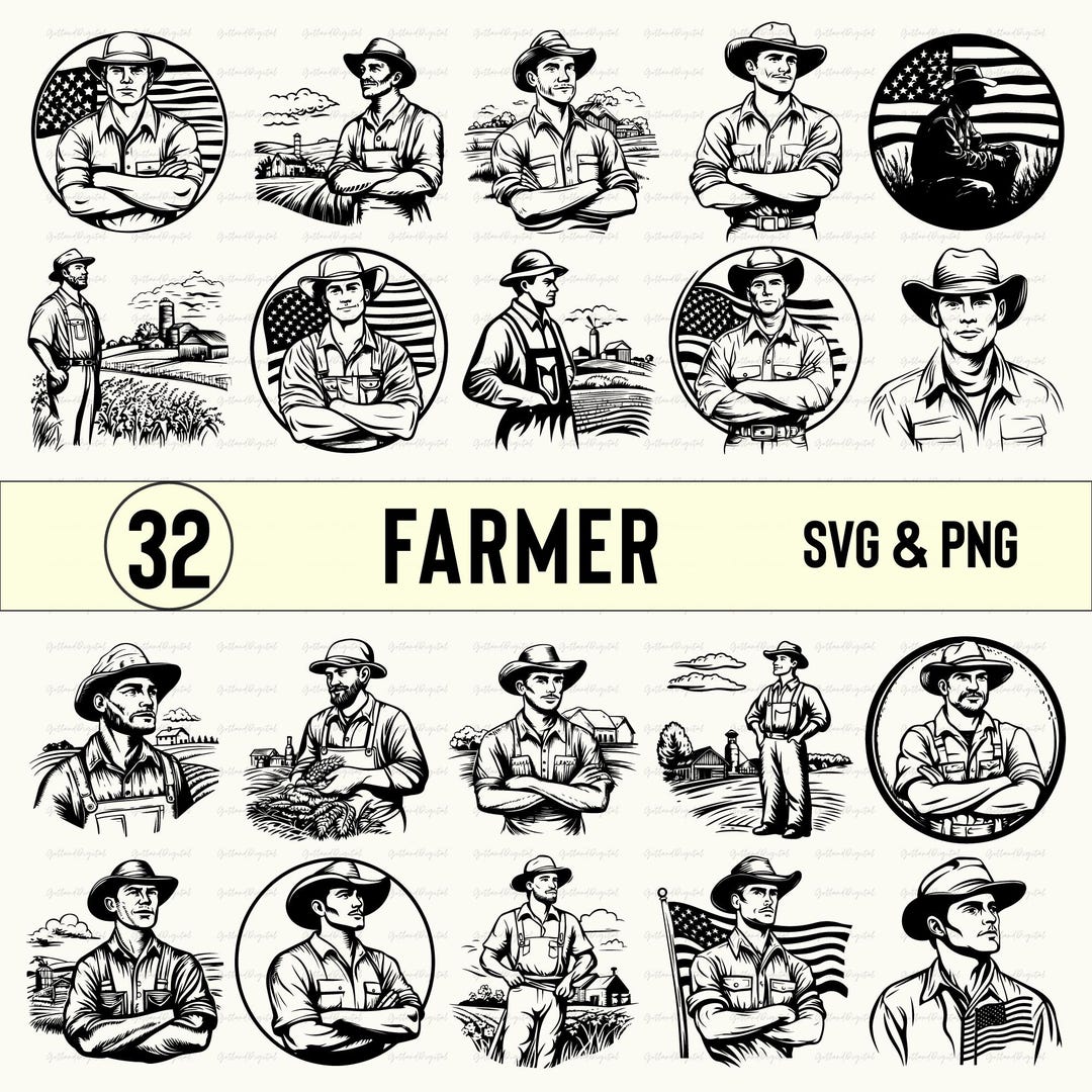 Farmer Svg Png, Farmer Clipart, Farmer Silhouette, Farmer Vector ...