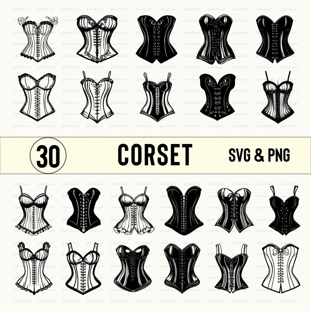 Corset SVG Bundle: Silhouette Clipart, Vector Cut Files - Etsy UK
