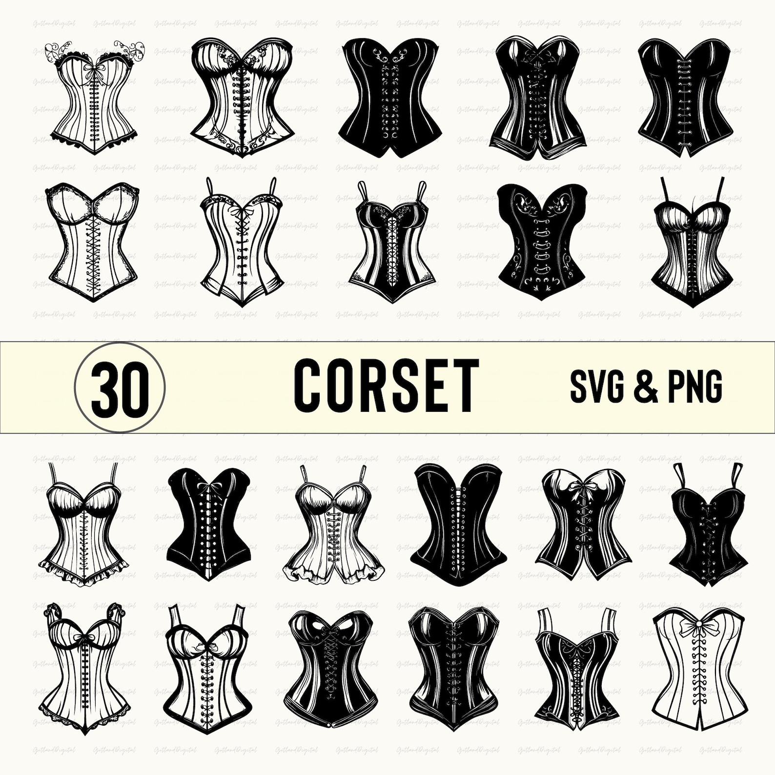 Corset Svg Bundle, Corset Silhouette Png, Corset Clipart, Corset Vector ...