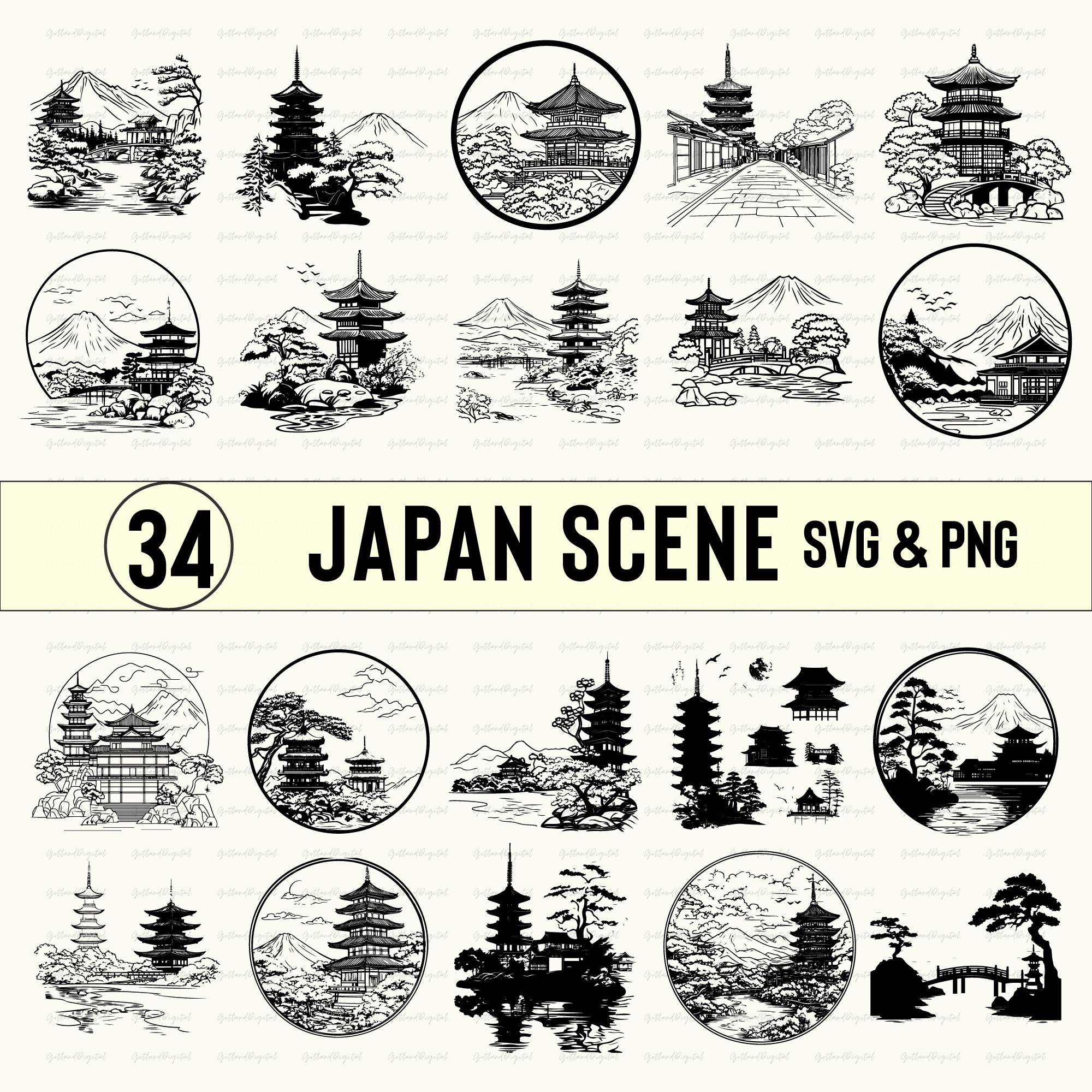 Japan Scene Svg Png Bundle, Japan Scene Clipart, Japan Scene Silhouette ...