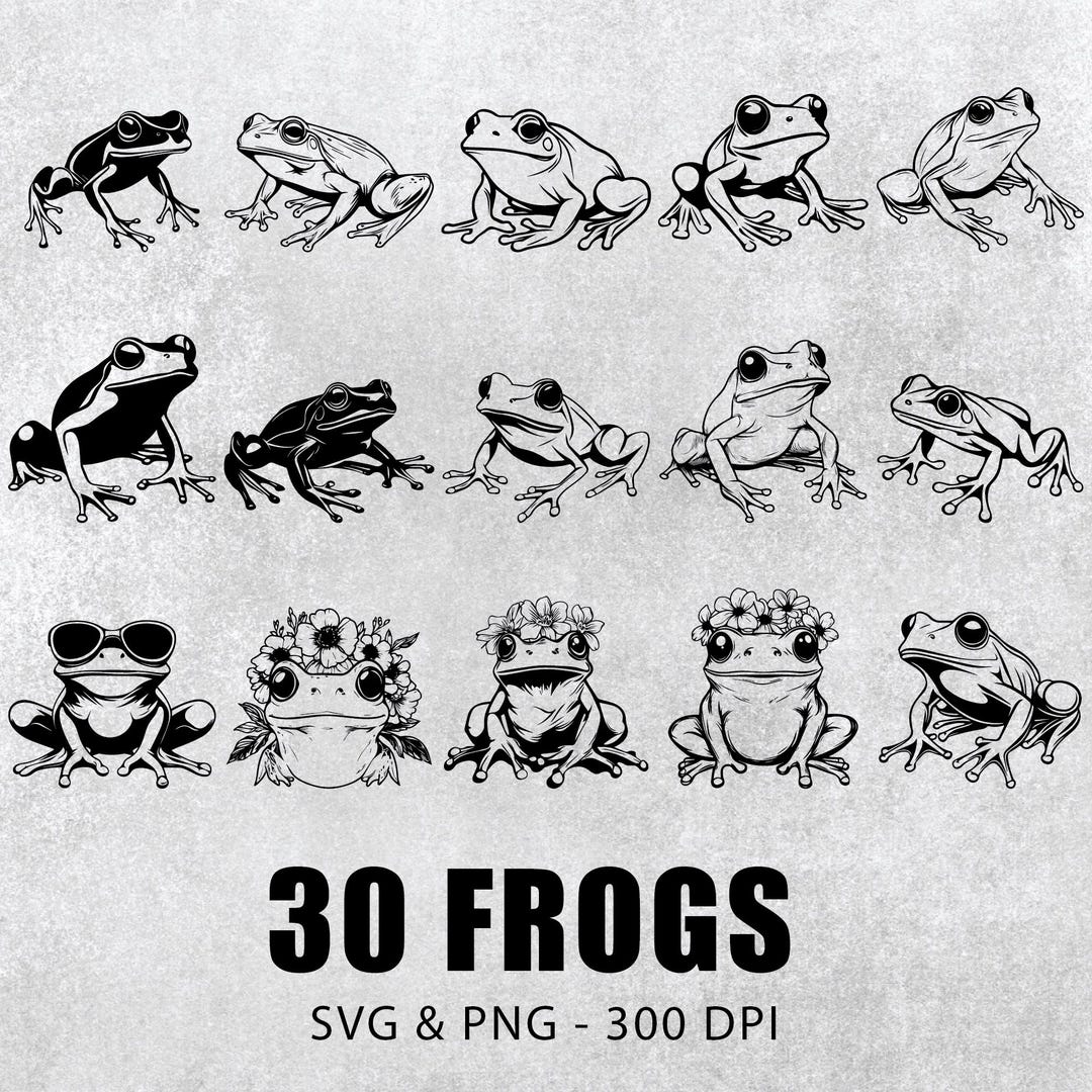Frogs Svg Bundle, Frogs Silhouette Set, Frogs Clipart, Frogs Decal ...
