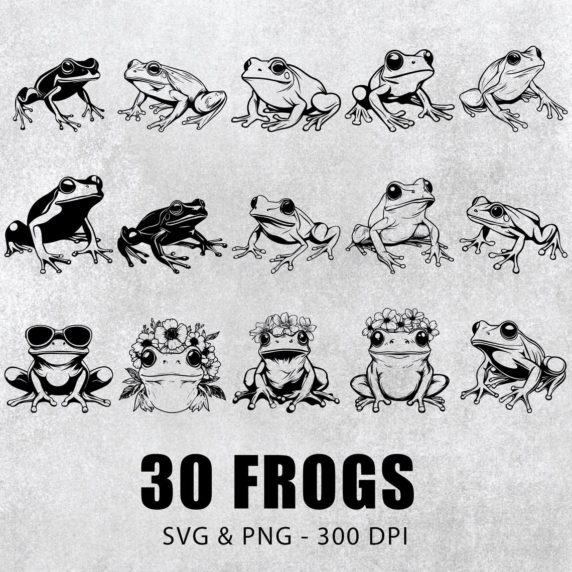 Frogs Svg Bundle, Frogs Silhouette Set, Frogs Clipart, Frogs Decal ...
