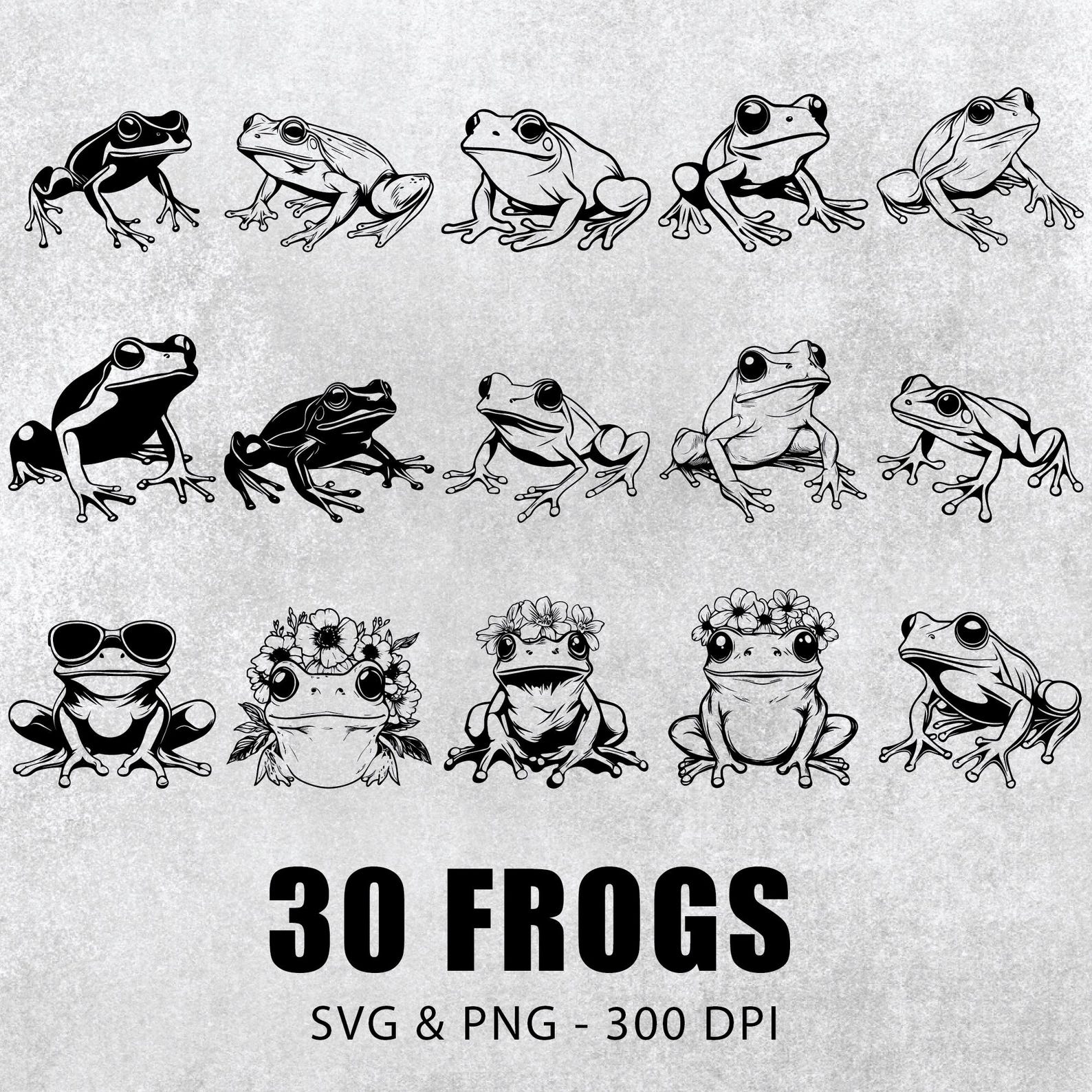 Frogs Svg Bundle, Frogs Silhouette Set, Frogs Clipart, Frogs Decal ...