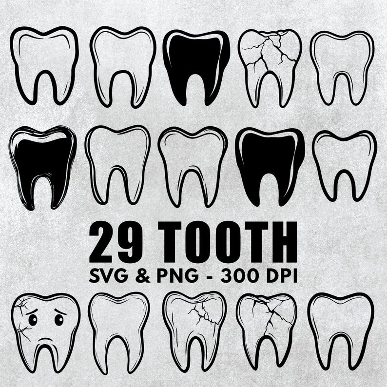 Tooth Svg Bundle, Tooth Silhouette, Tooth Clipart, Tooth Vector, Tooth ...