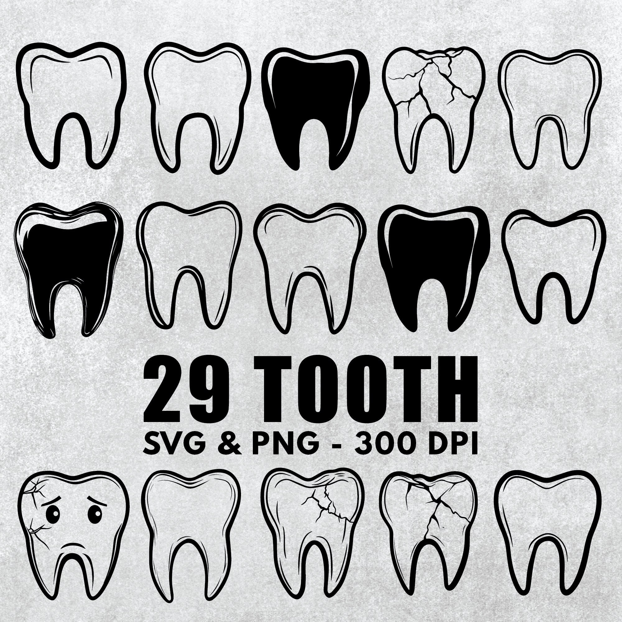 Tooth Svg Bundle, Tooth Silhouette, Tooth Clipart, Tooth Vector, Tooth ...