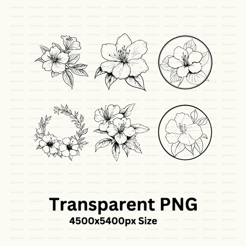 Azalea Flower SVG PNG Bundle: Floral Clipart, Silhouette, Vector ...