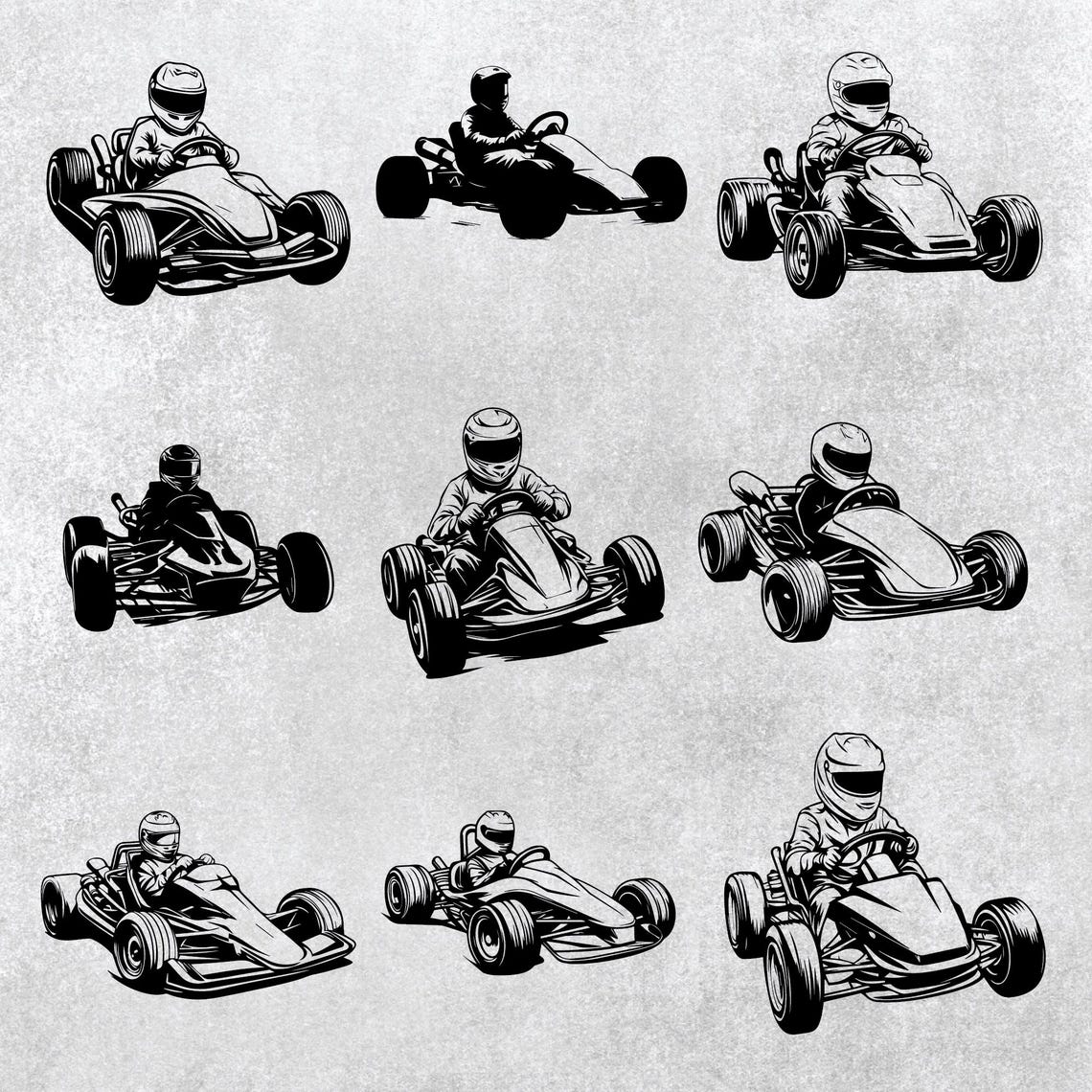 Go Kart Svg Bundle, Go Kart Silhouette Set, Go Kart Clipart, Go Kart ...