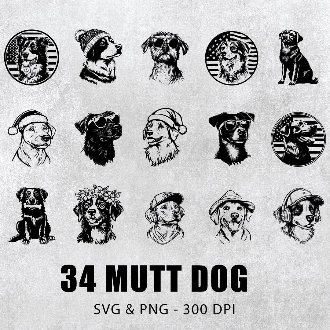 Mutt Dog Svg Bundle, Mutt Dog Silhouette Set, Mutt Dog Clipart, Mutt ...