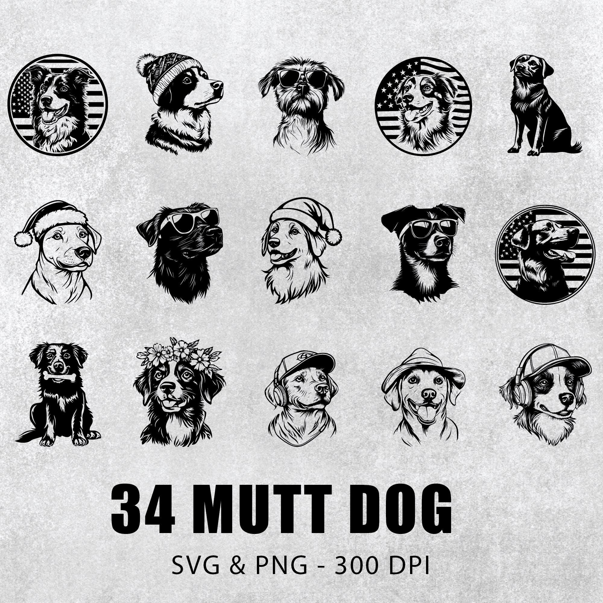 Mutt Dog SVG Bundle: Silhouette Clipart, Decal Graphics (PNG, SVG) - Etsy