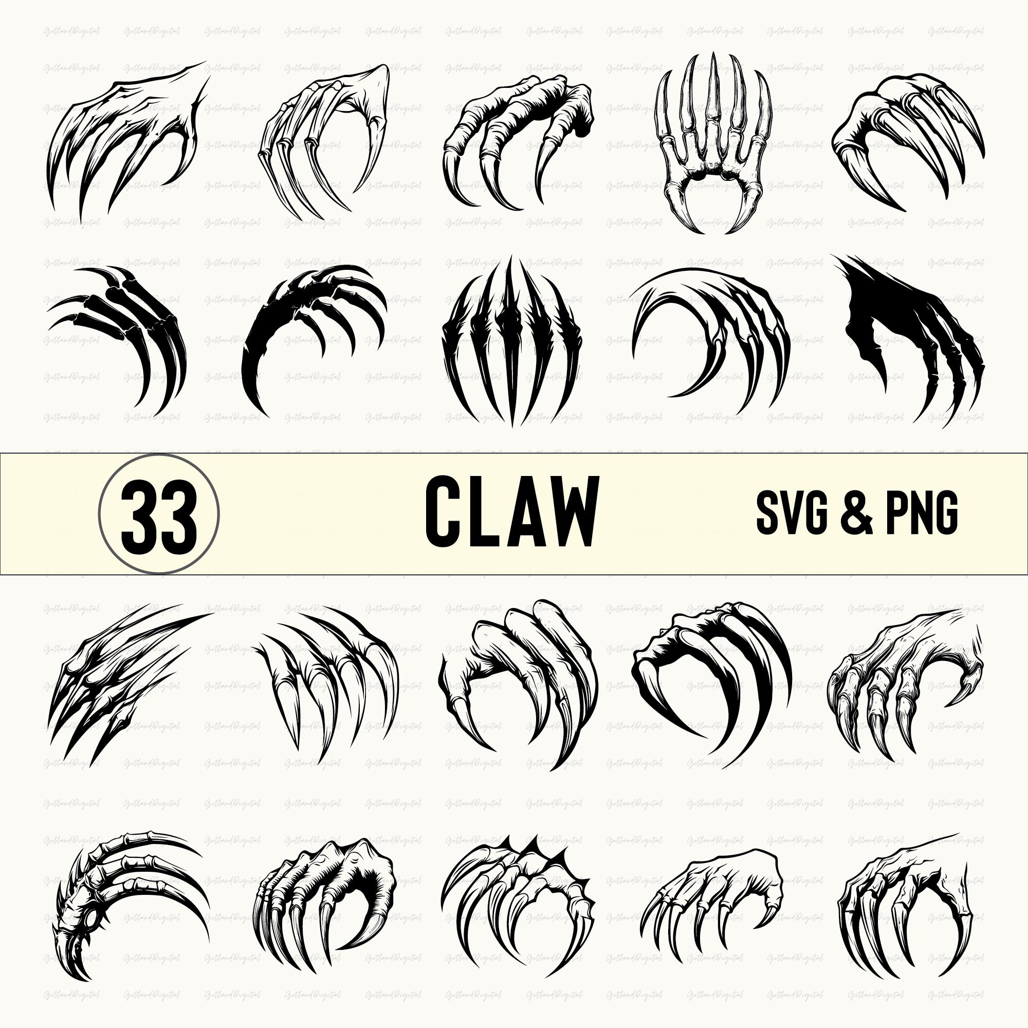 Claw Silhouette Bundle Svg, Claw Svg Vector Set, Claw Clipart Png, Claw ...