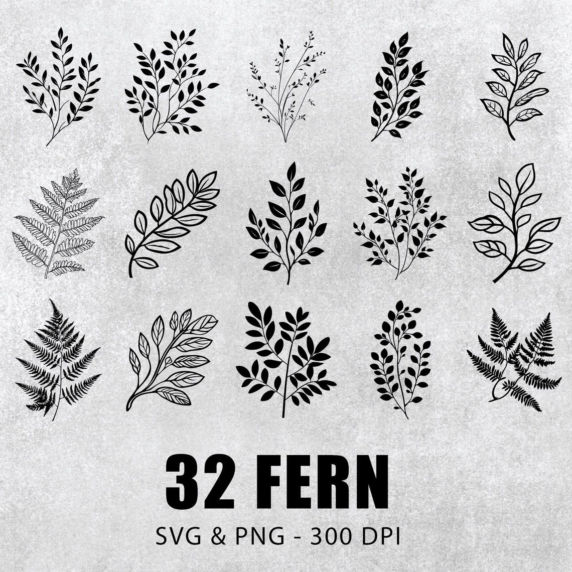 Fern Svg Bundle, Fern Svg Vector Set, Fern Clipart Png, Fern Decal Cut ...