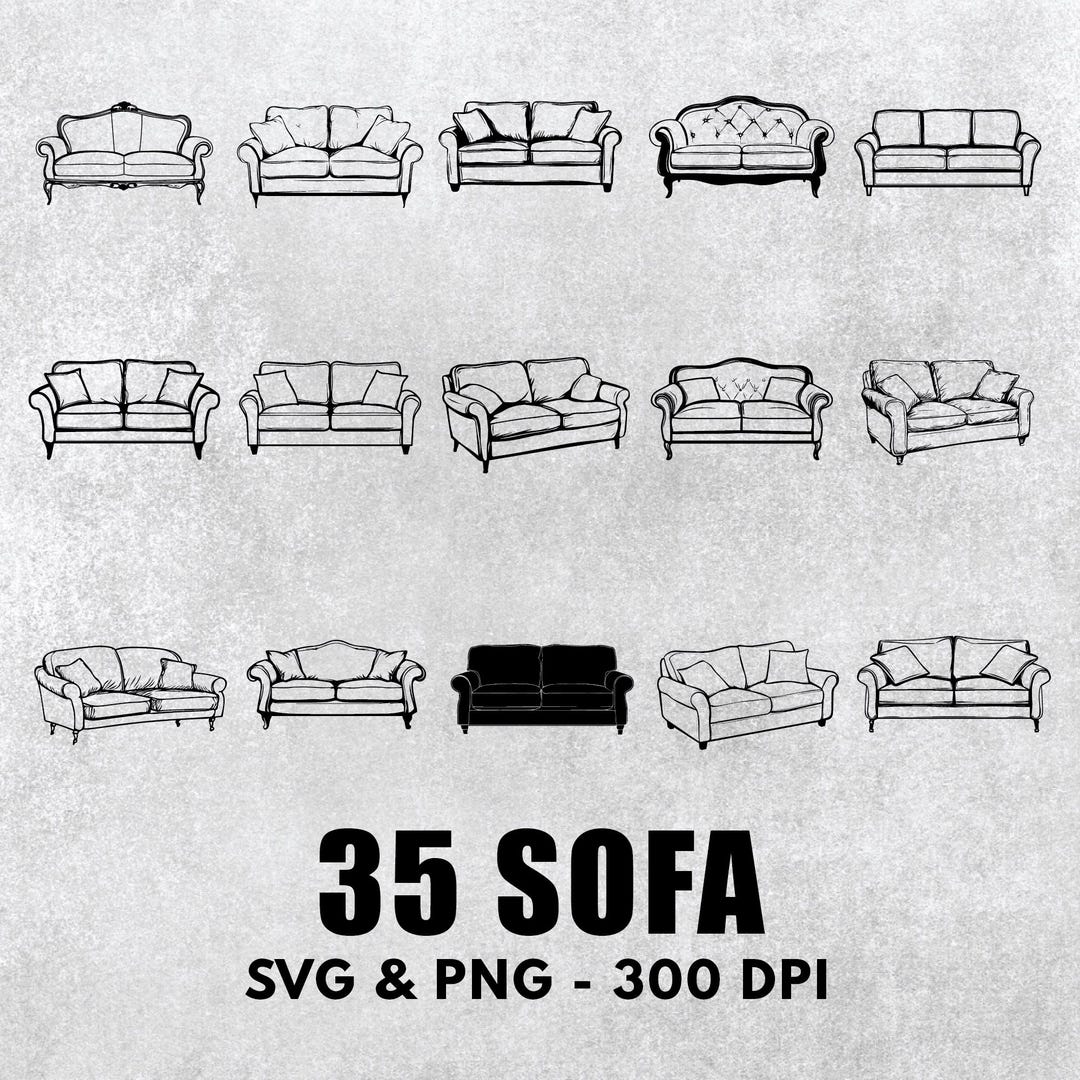 Sofa Svg Bundle, Sofa Vector Set, Sofa Clipart, Sofa Decal, Sofa Art ...
