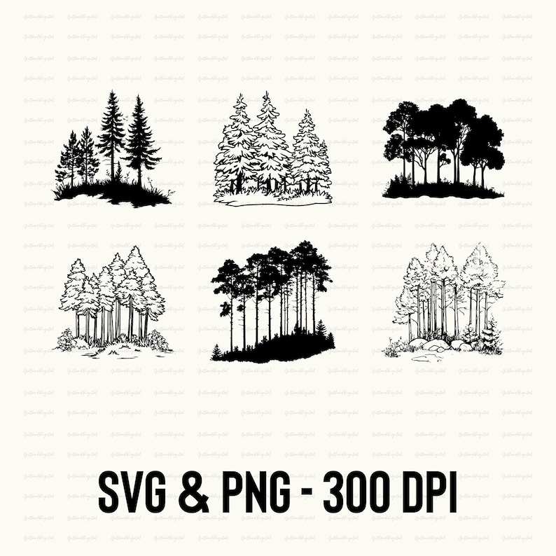 Forest Svg Png Bundle, Forest Clipart, Forest Silhouette, Forest Vector ...