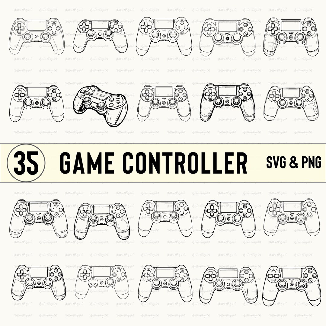 Game Controller SVG Bundle: Silhouette Clipart, Logo Icon (PNG) - Etsy