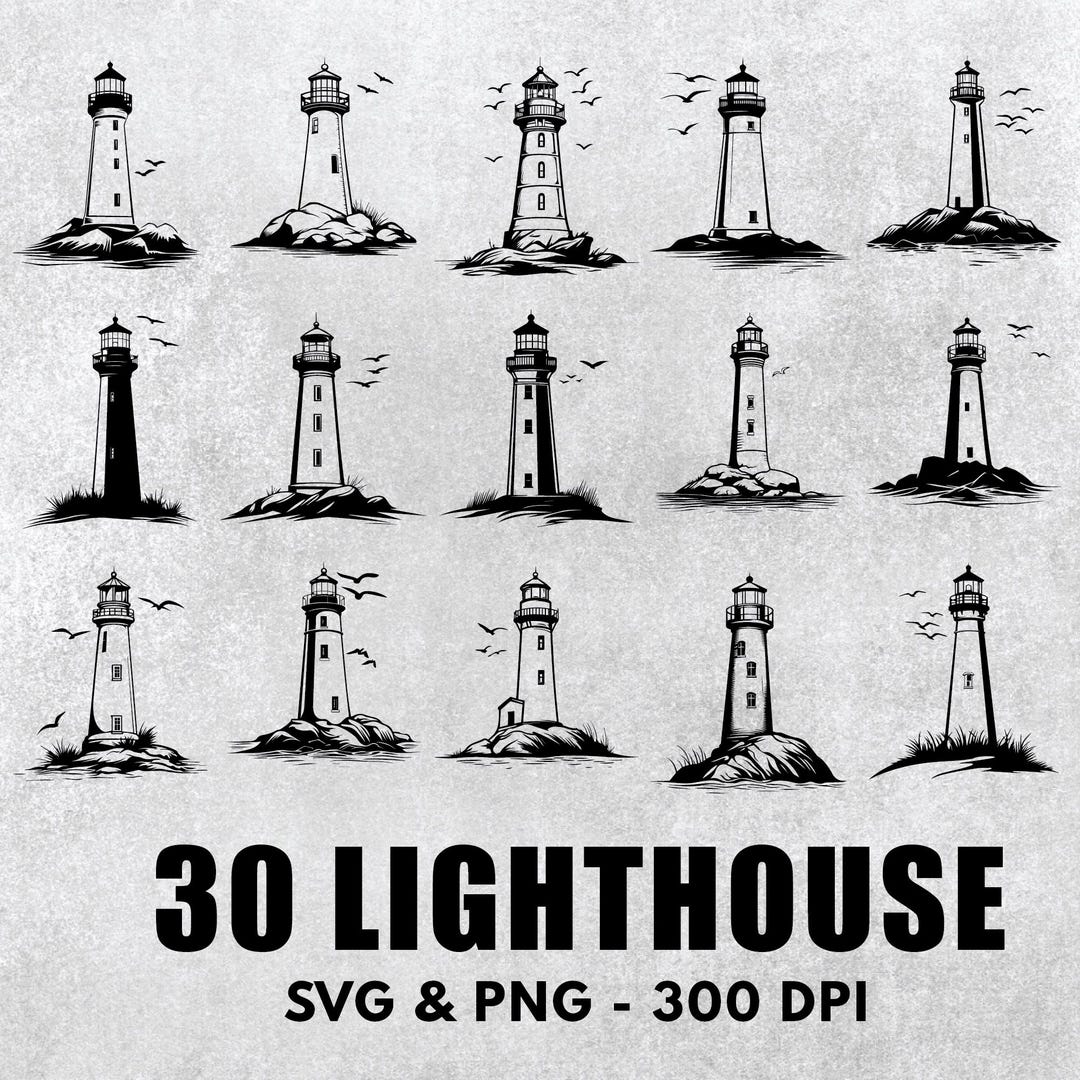 Lighthouse Svg Bundle, Lighthouse Vector Set, Lighthouse Clipart ...
