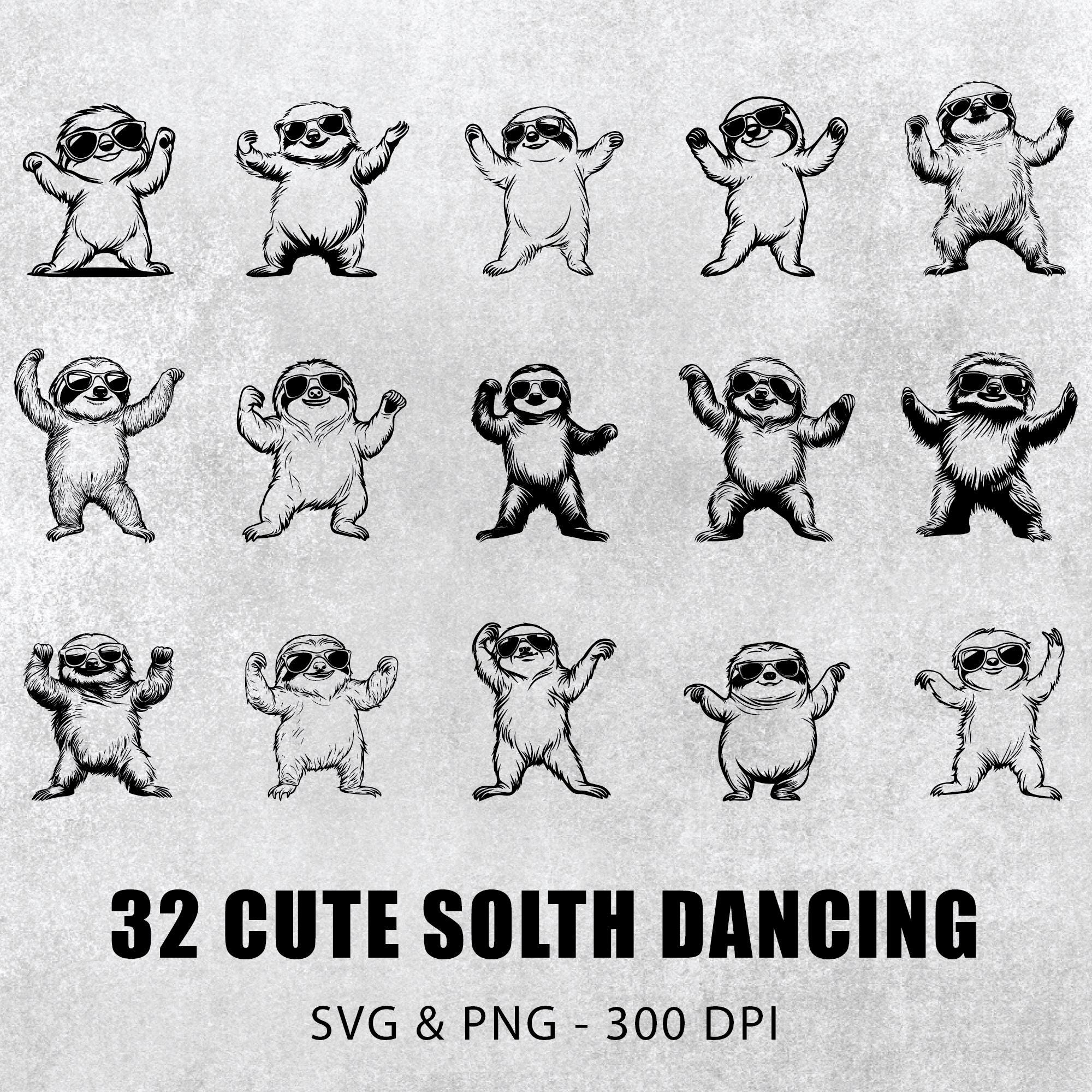 Cute Sloth Dancing Svg Png Bundle, Cute Sloth Dancing Silhouette, Sloth ...