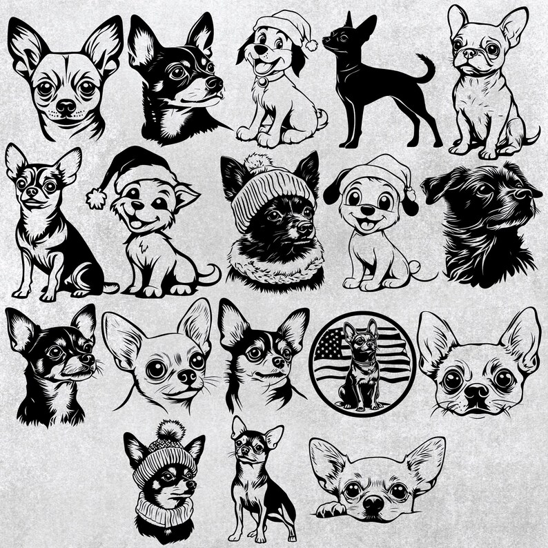 Chipin Dog SVG Bundle: Silhouette Clipart Cut Files (PNG, SVG) - Etsy