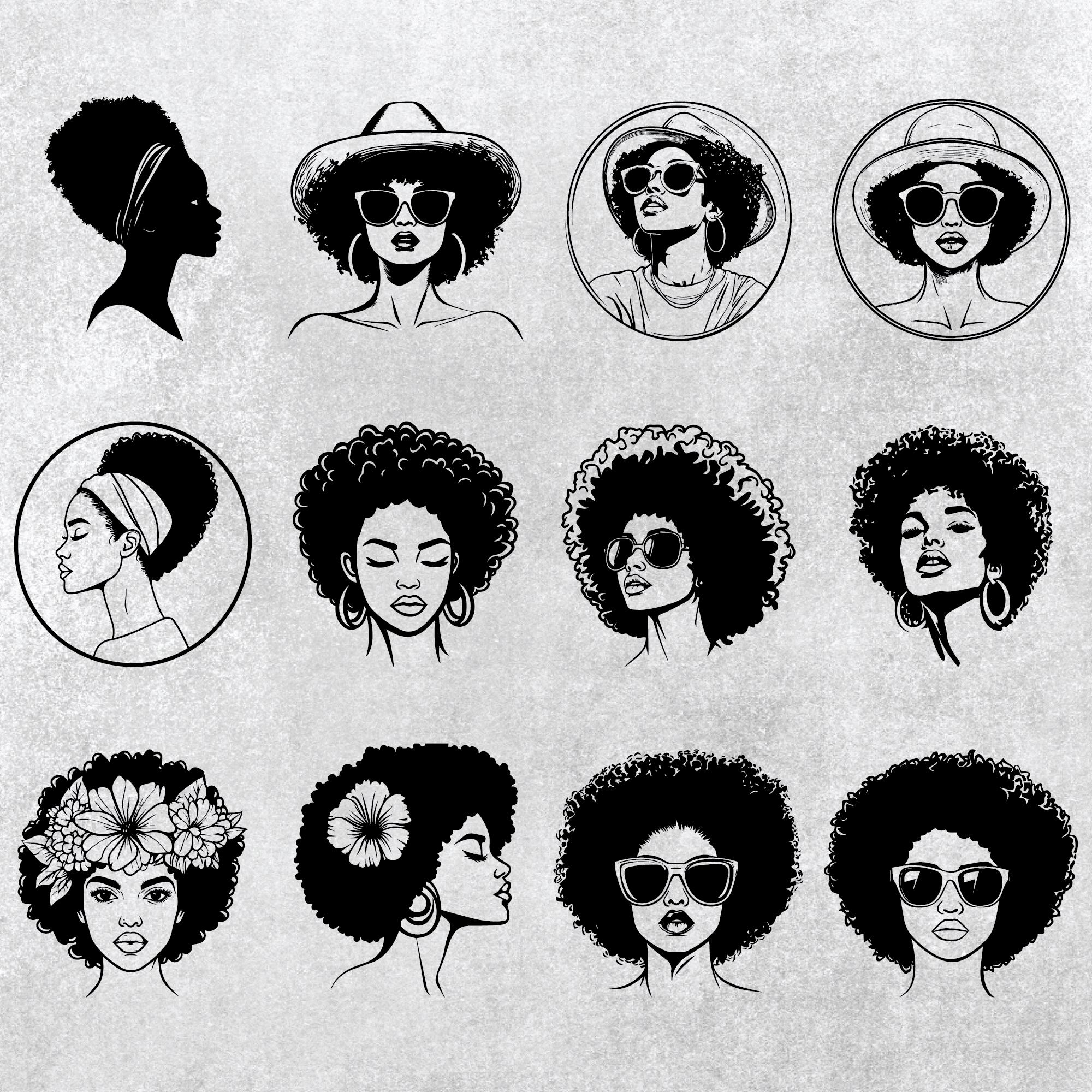Afro Woman Svg Png, Afro Woman Clipart, Afro Woman Silhouette, Afro ...