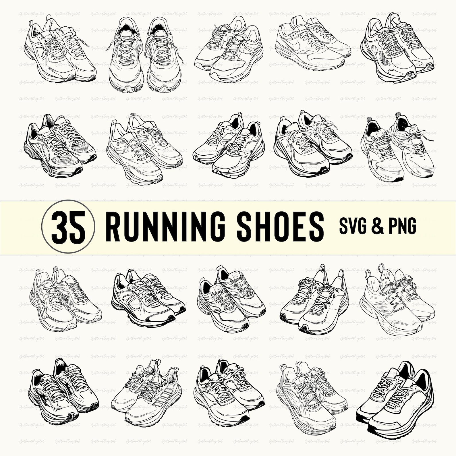 Running Shoes SVG Bundle: Silhouette Clipart Vector (PNG) - Etsy