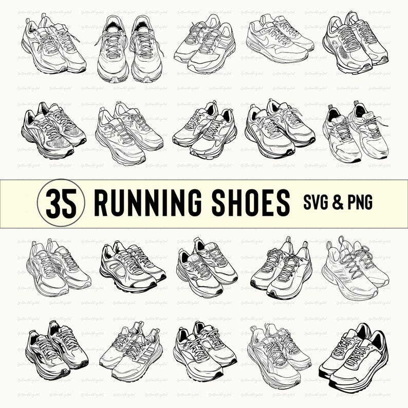 Running Shoes Svg Bundle, Running Shoes Silhouette, Running Shoes ...