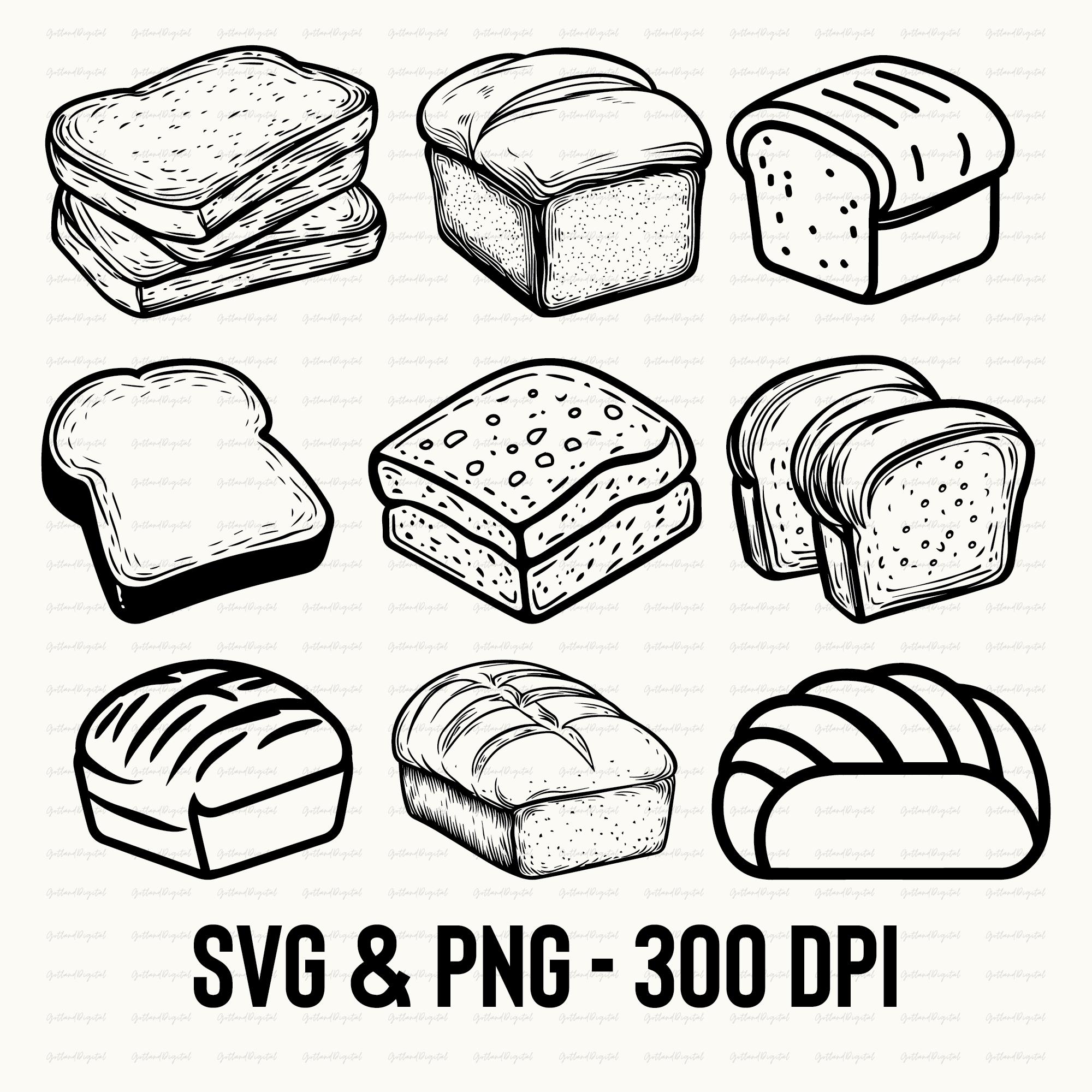Bread Svg Bundle, Bread Silhouette, Bread Clipart, Bread Vector, Bread ...