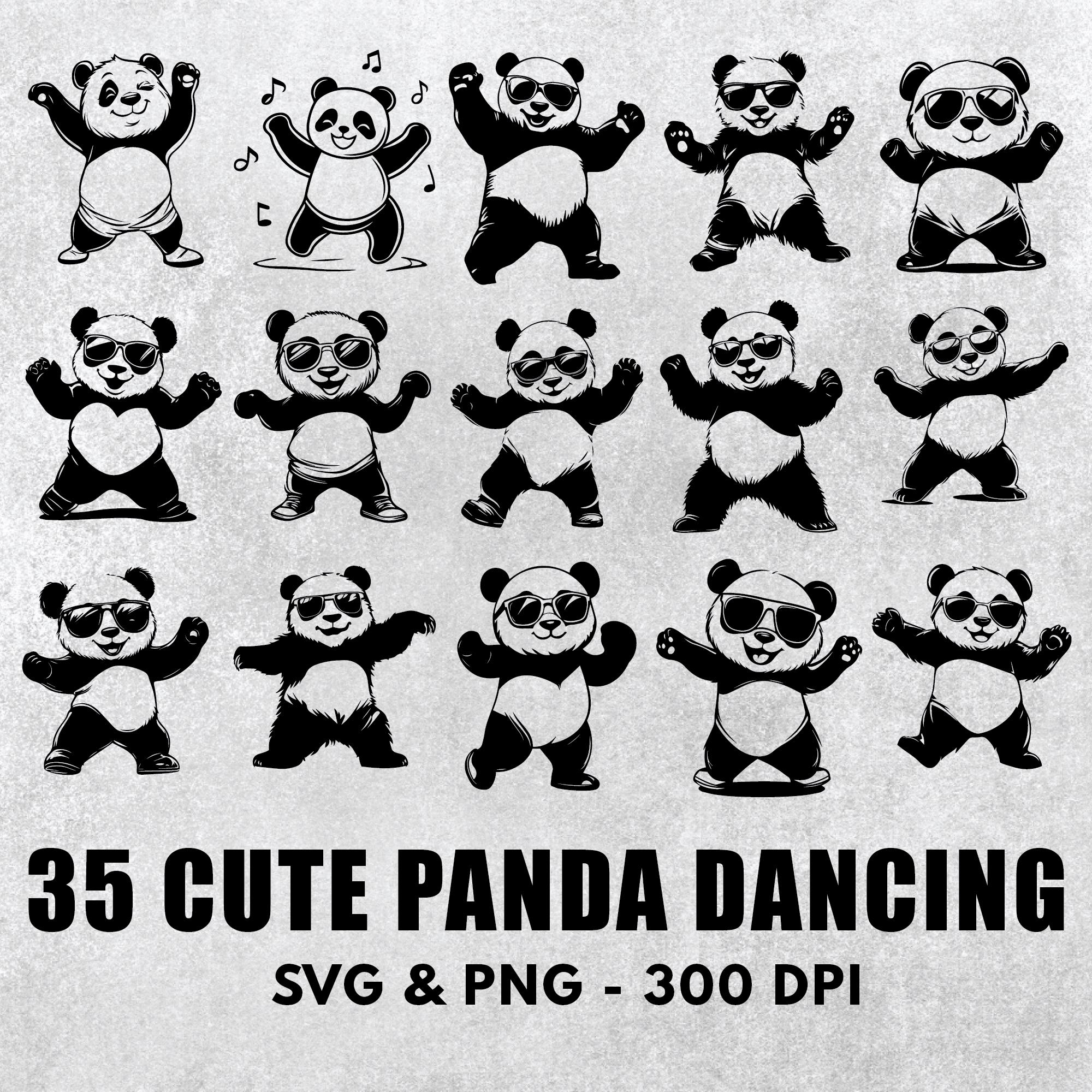 Cute Panda Dancing Svg Bundle, Cute Panda Dancing Silhouette Set, Cute ...