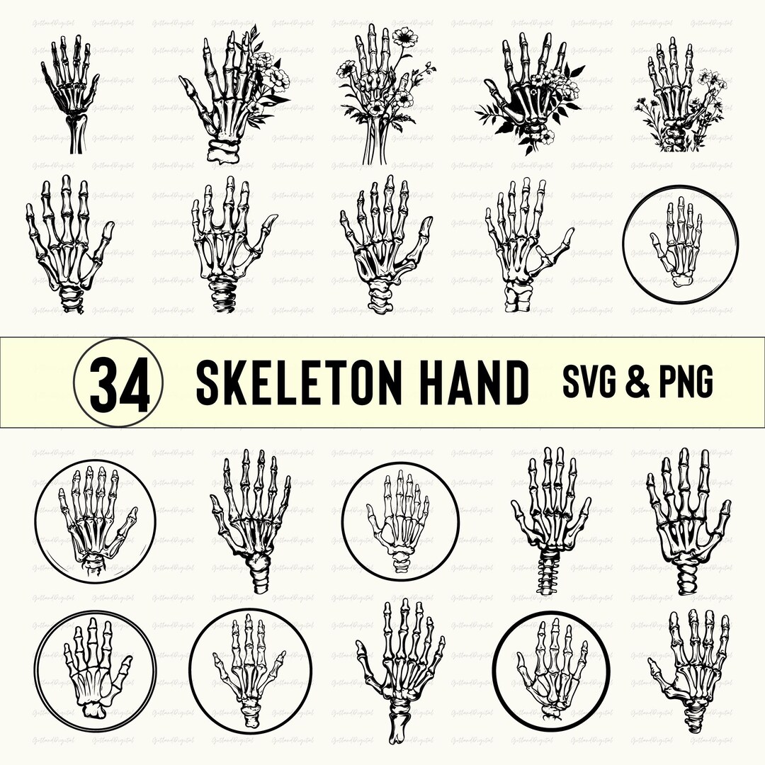 Skeleton Hand Clipart: SVG, PNG, Cricut Cut File - Etsy