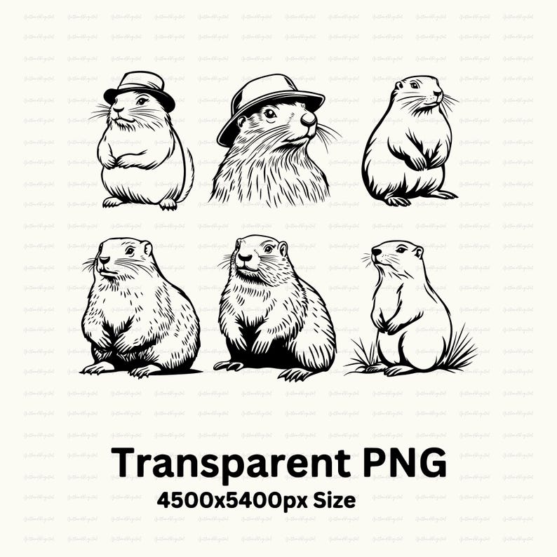 Groundhog SVG PNG Clipart: Silhouette Vector Cut Files - Etsy