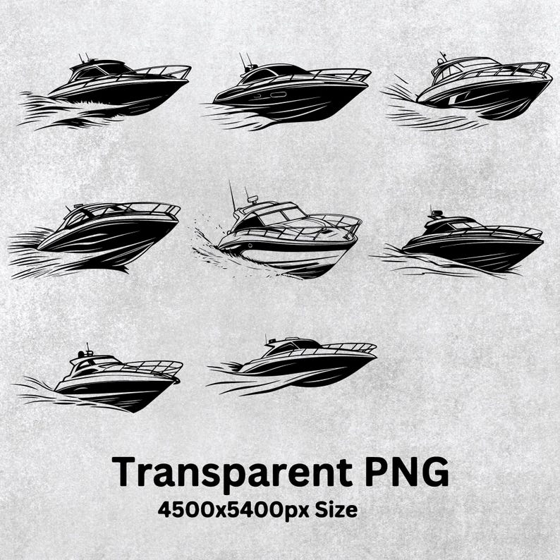 Speed Boat SVG Bundle: Vector Clipart, Decal Designs (PNG, SVG) - Etsy