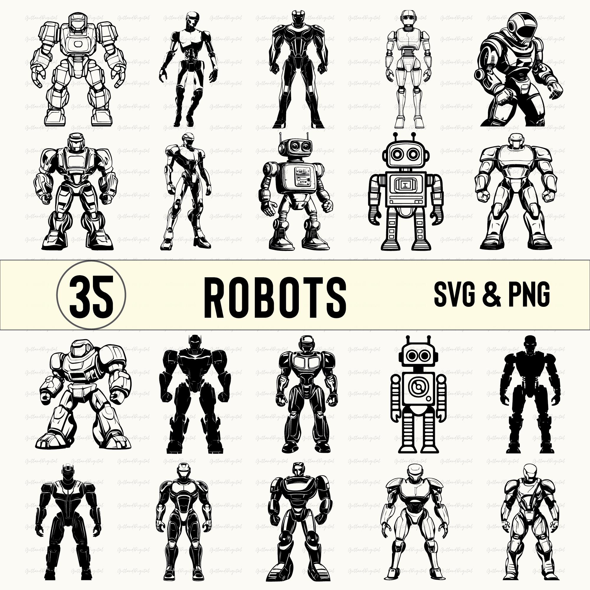 Robots Svg Bundle, Robots Silhouette, Robots Clipart, Robots Vector, Robots Decal, Robots Logo ...