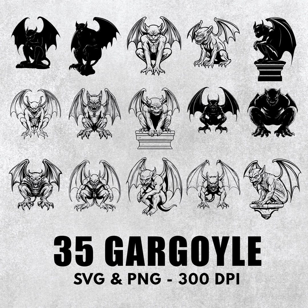 Gargoyle Svg Bundle, Gargoyle Svg Vector Set, Gargoyle Clipart ...