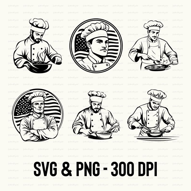 Chef SVG PNG Clipart: Chef Silhouette Vector Designs - Etsy