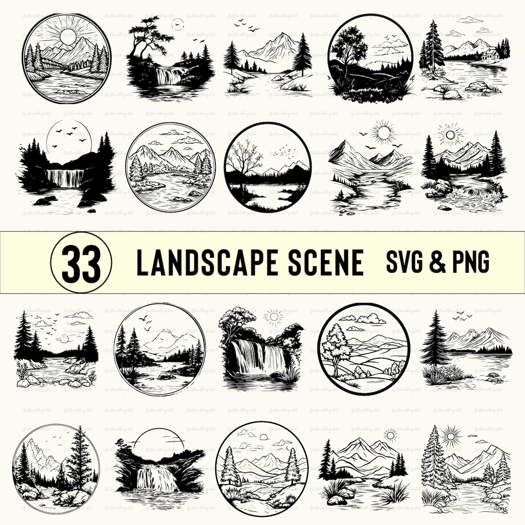 Landscape Scene Svg Png Bundle, Landscape Scene Clipart, Landscape ...
