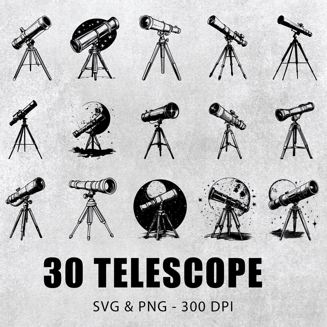 Telescope SVG PNG Bundle: Vector Clipart, Cricut Silhouette Decal - Etsy