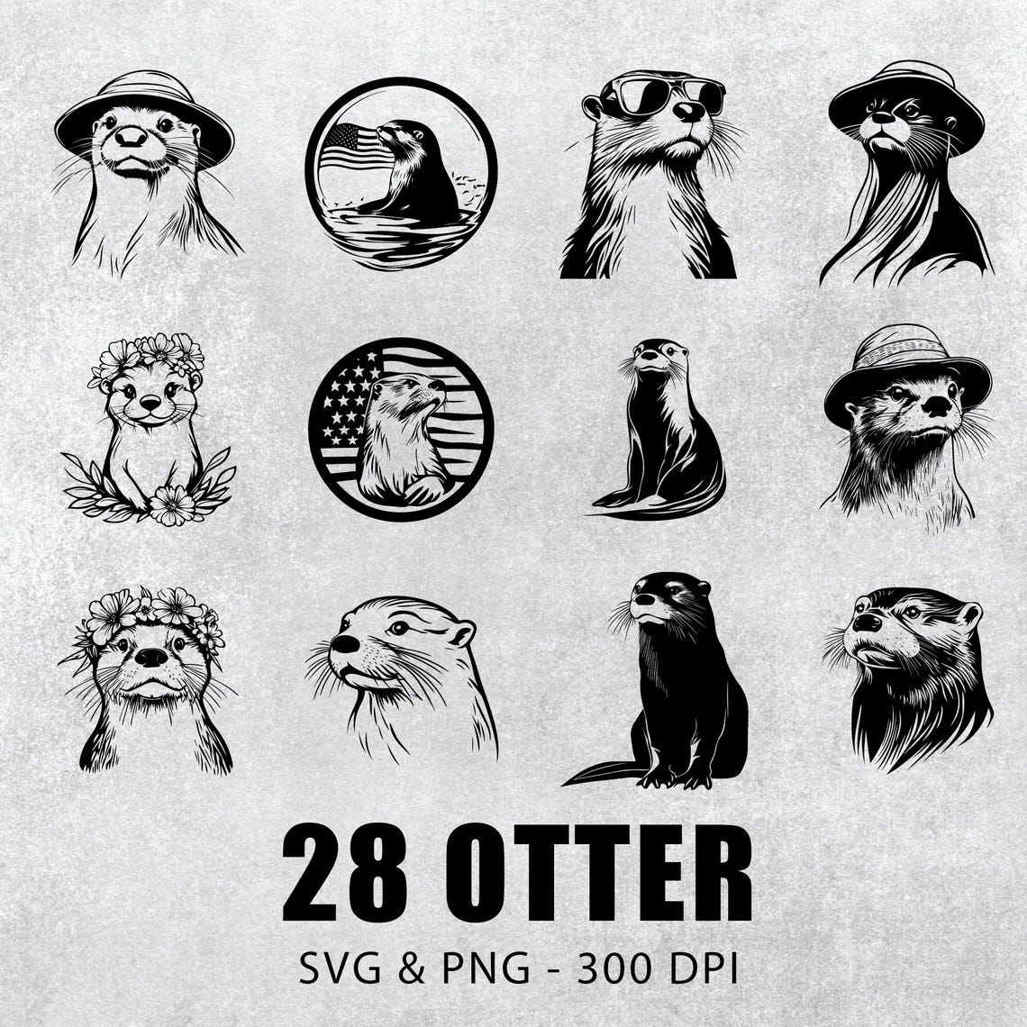 Otter Svg Bundle, Otter Silhouette, Otter Clipart, Otter Vector, Otter ...