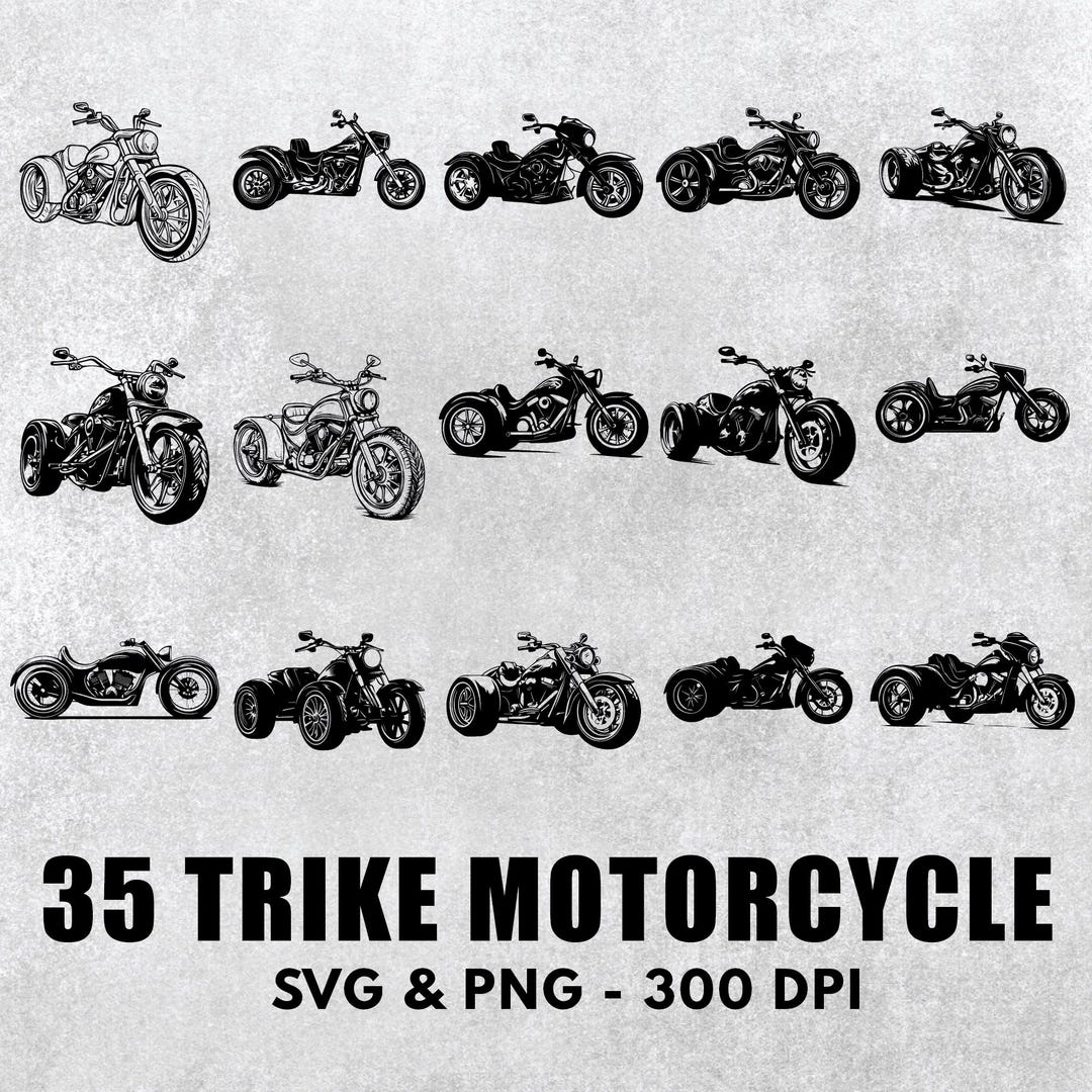 Trike Motorcycle Svg Bundle, Trike Motorcycle Silhouette Set, Trike ...
