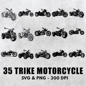 Trike Motorcycle SVG Bundle: Clipart Silhouette Cut Files - Etsy