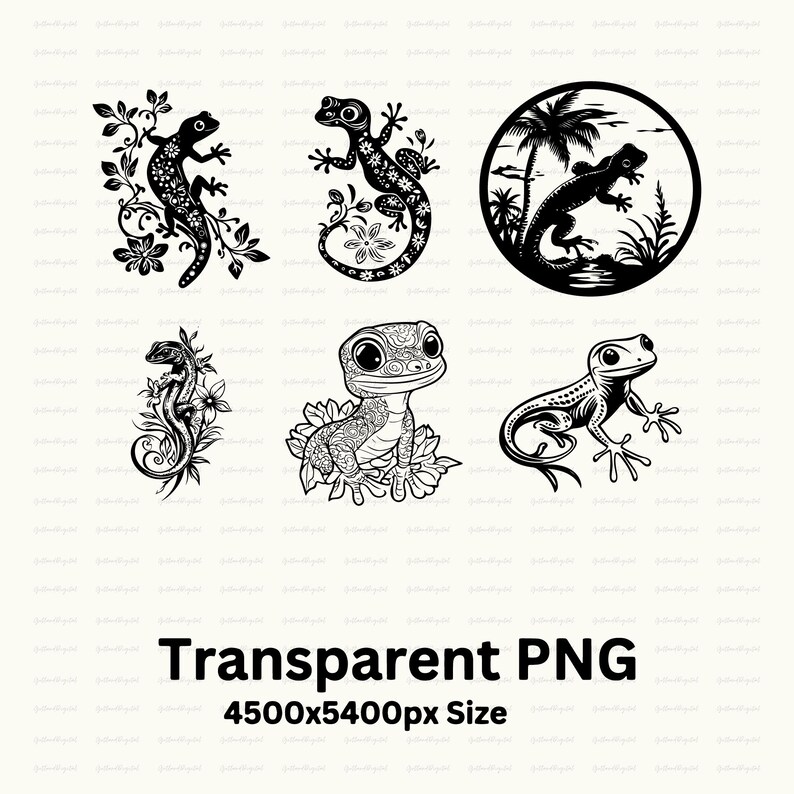 Gecko SVG PNG Clipart: Silhouette Vector Cut Files - Etsy