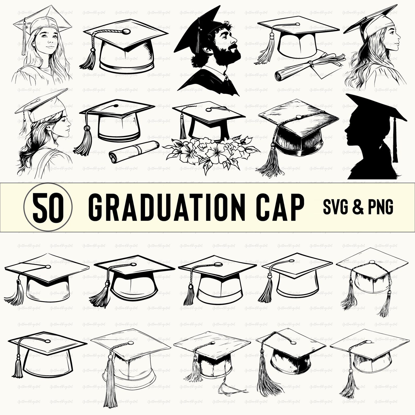 Graduation Cap SVG PNG Clipart: Cricut & Silhouette Cut File - Etsy